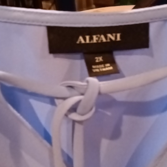 Alfani | Tops | Final Price Nwot Alfani Blue Ls Blouse W Tieup ...